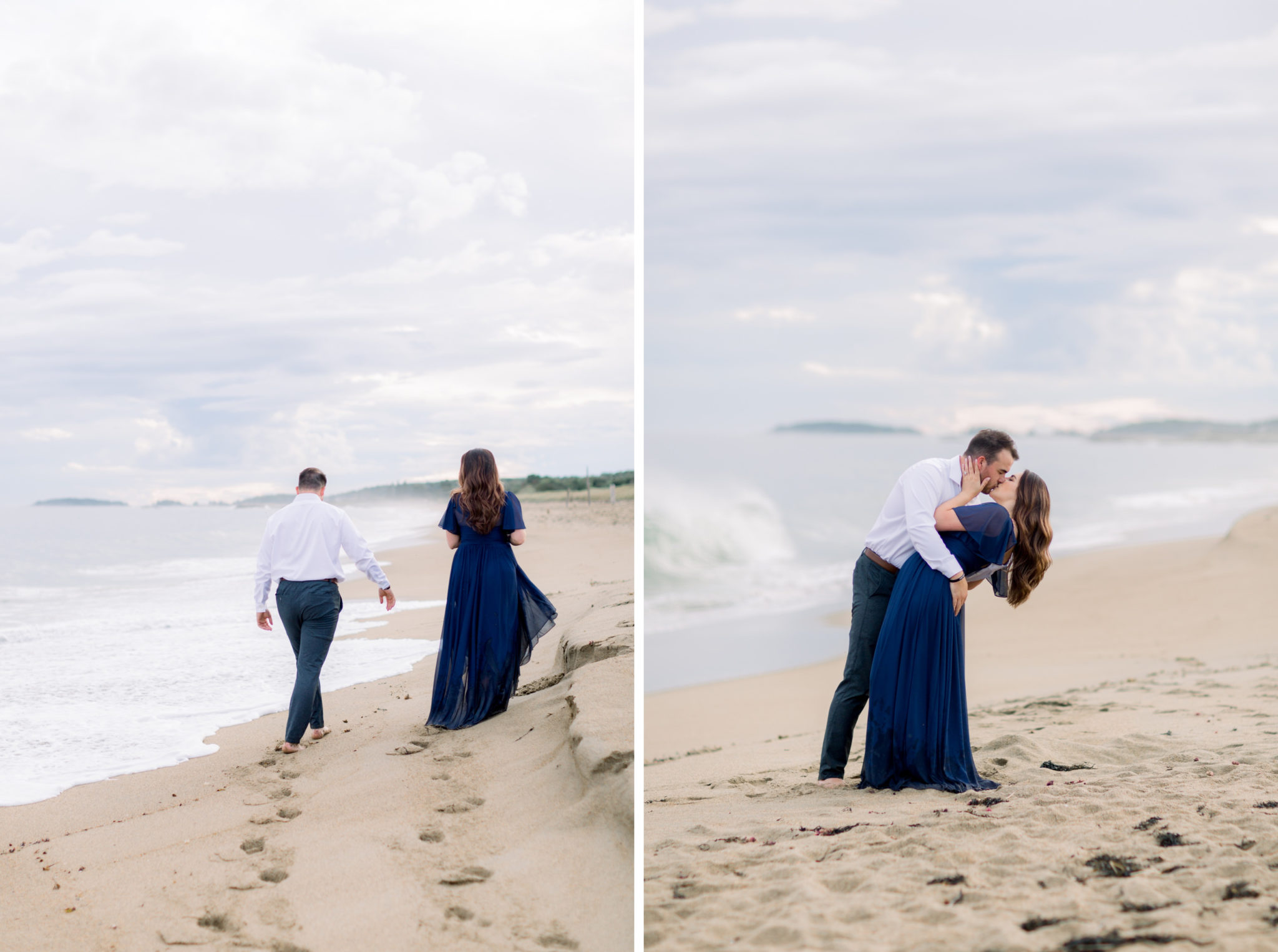 Jen and Brendan // Beach Inspired Engagement Session in Maine | Rachel ...